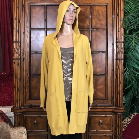 Merokeety | Sweaters | Marigold Micro Waffle Knit Hood Duster Cardigan ...